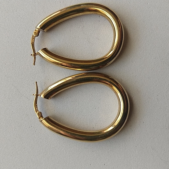 Jewelry | Gold Plated Sterling Silver 925 Hollow Oblong Hoops | Poshmark
